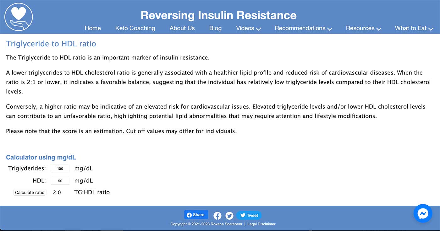 Tg Hdl Ratio Calculator